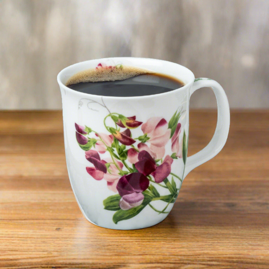 Botanical Flowers Pink Sweet Pea Java Mug | McIntosh Mugs