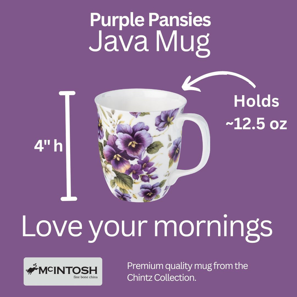 Chintz Purple Pansies Java Mug | McIntosh Mugs