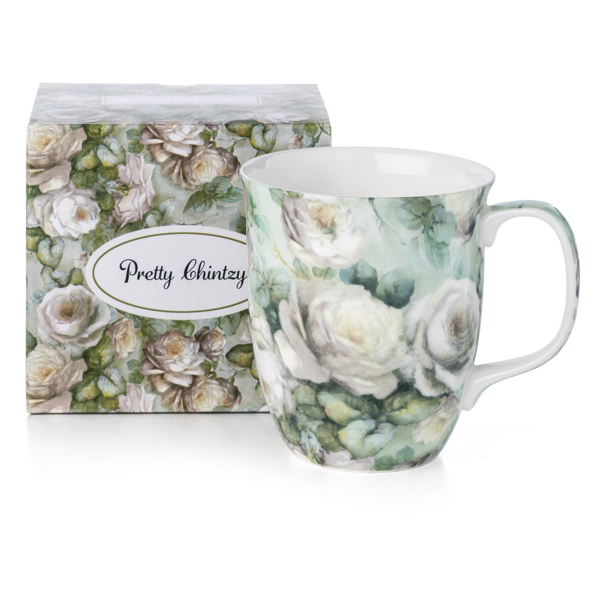 Chintz White Roses Java Mug | McIntosh Mugs